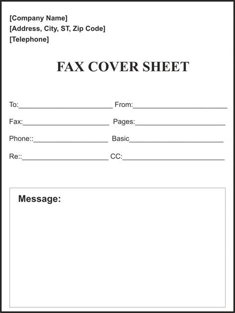 Generic Fax Cover Sheet Printable