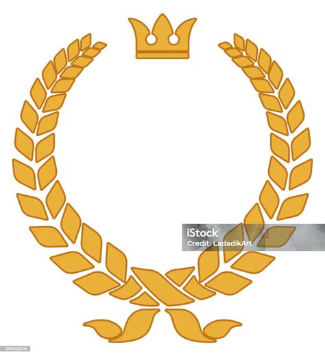 왕관 표시가있는 황금 밀 화환 로얄 럭셔리 상징 1위에 대한 스톡 벡터 아트 및 기타 이미지 1위 고급 곡초류 Istock