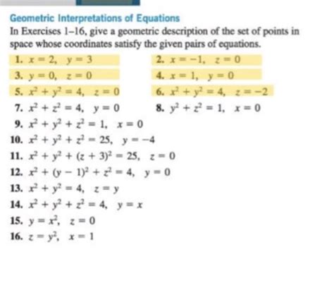 Solved Geometric Interpretations Of Equations In Exercises