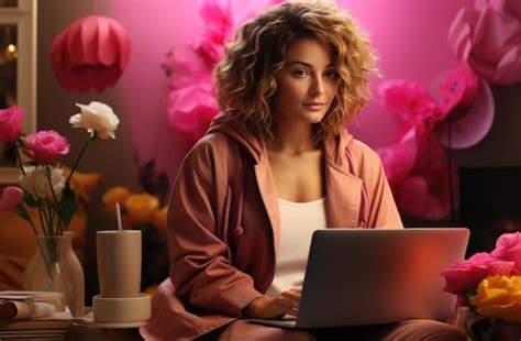 Premium Photo Beauty Blogger Sitting At Home In Front Of Camera