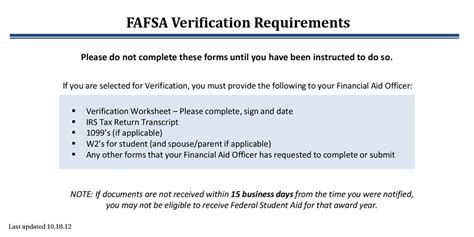 Fafsa Verification Requirements Ppt Download
