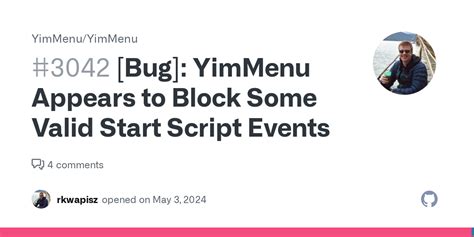 Bug Yimmenu Appears To Block Some Valid Start Script Events · Issue