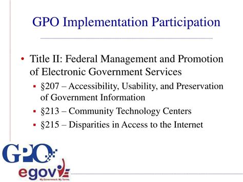 Ppt Gpo And Egovernment Act Implementation Powerpoint Presentation Free Download Id 1754716