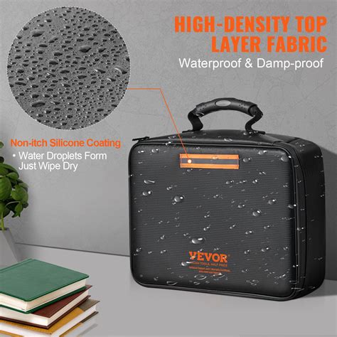 Vevor Fireproof Document Box Fireproof Document Bag With Lock 2000℉ 3 Layer Fireproof And