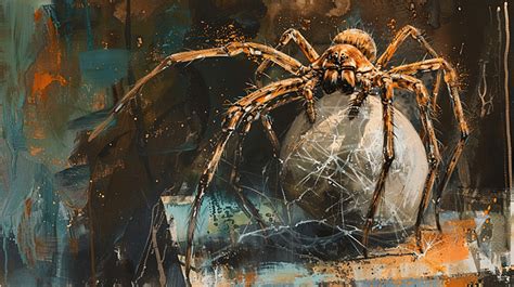 Cunning Spider With Egg Cocoon Background Cunning Spider Gliedertiere Leaf Background Image