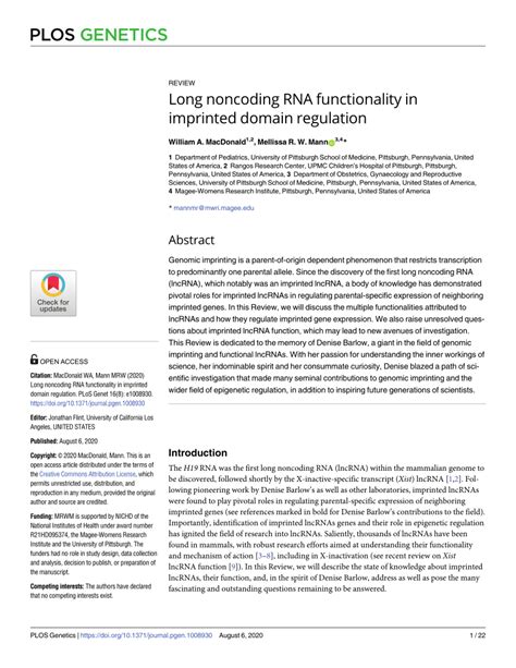 Pdf Long Noncoding Rna Functionality In Imprinted Domain Regulation