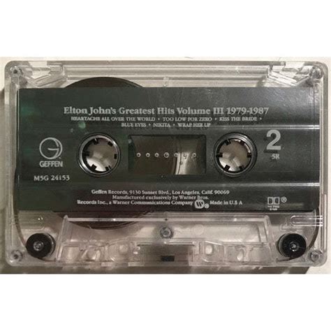 Elton John Greatest Hits Volume III 1979 1987 Cassette Rock 1987 On