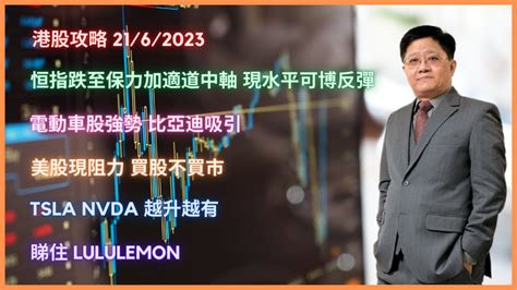 恒指跌至保力加適道中軸 現水平可博反彈 電動車股強勢 比亞迪吸引 美股現阻力 買股不買市 Tsla Nvda 越升越有 睇住