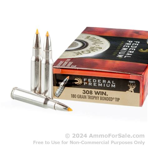 20 Rounds Of Discount 180gr Trophy Bonded Tip 308 Win Ammo For Sale By