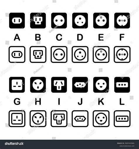 Socket Types Icon Set Rosette Plugs Stock Vector Royalty Free