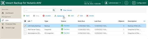 Creating Active Full Backup Veeam Backup For Nutanix Ahv User Guide