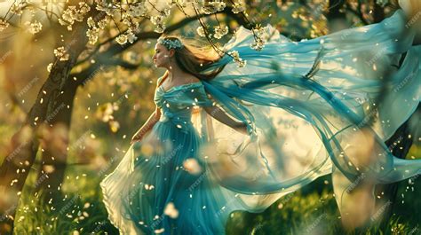 Woman Forest Nymph Mysterious Elf Princess Fantasy Premium Ai