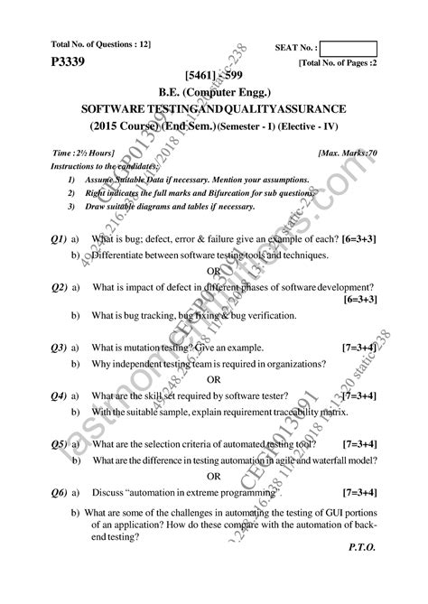 Semester 7 2018 November Elective Ii Software Testing And Quality