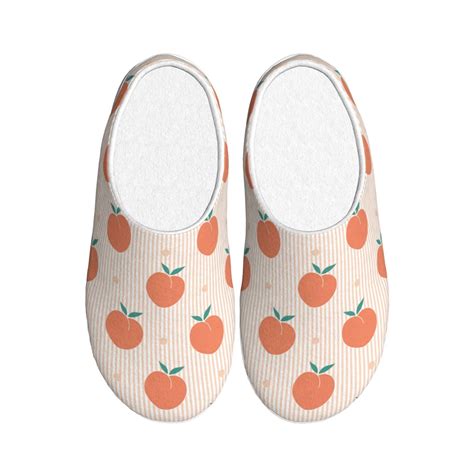 Kll Orange Peach Pattern Adult Unisex Cozy Slippersfuzzy Slip On