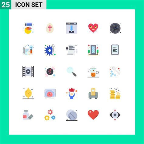 User Interface Pack Of 25 Basic Flat Colors Of Lucky Face Browser Smiley Heart Editable Vector