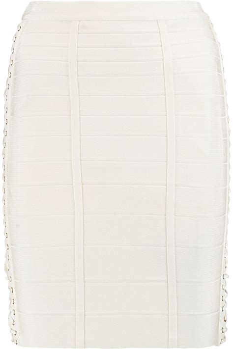 Herve Leger Lace Up Bandage Mini Skirt Modesens
