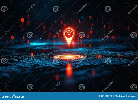 High Tech Gps Location Marker On Digital Map Stock Illustration