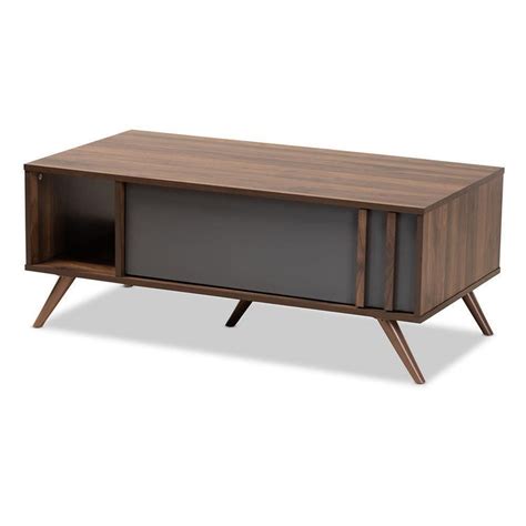 Naoki Modern And Contemporary Two Tone Grey And Walnut Finished Wood 1