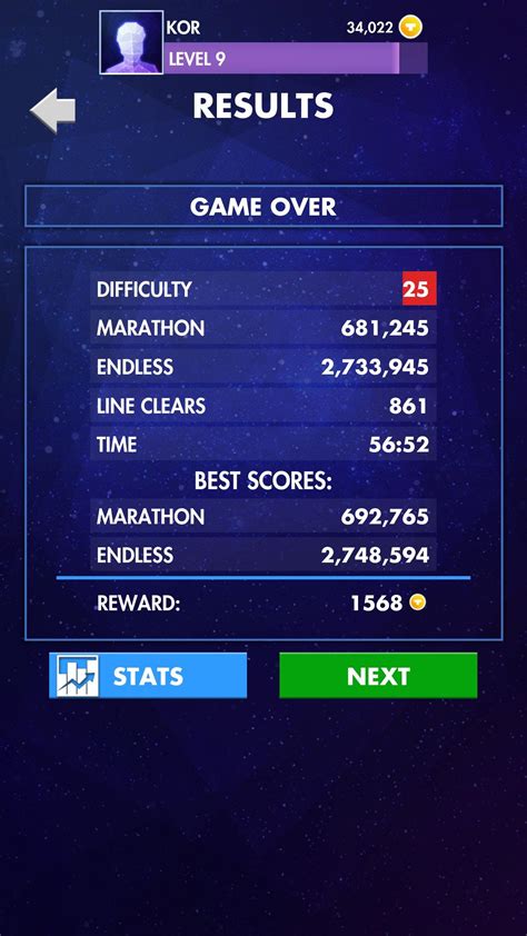 My EA Tetris Mobile Score R Tetris