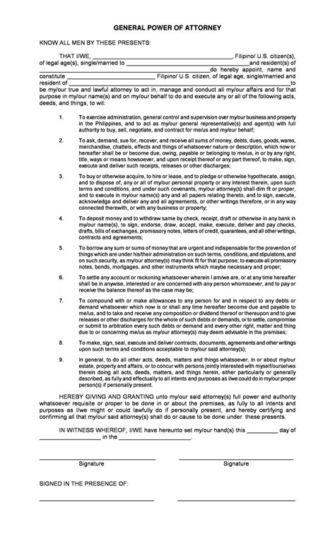 Free Printable General Power Of Attorney Form