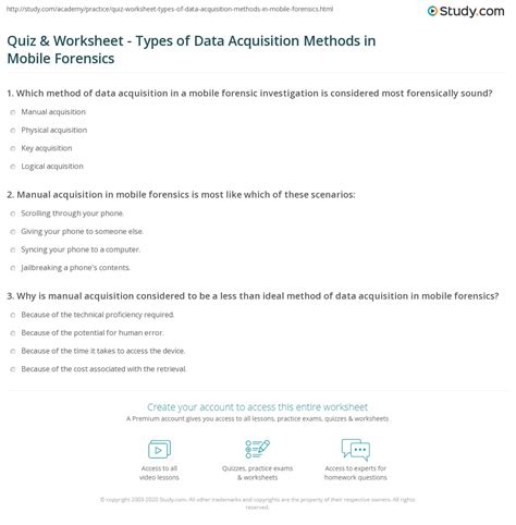 Quiz And Worksheet Types Of Data Acquisition Methods In Mobile