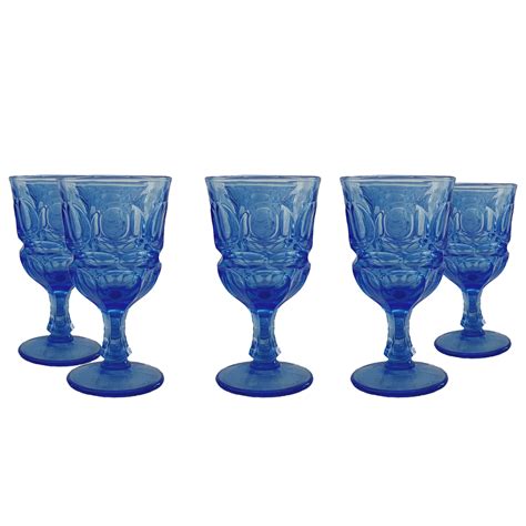 Blue Fostoria Cordial Glasses Maison George