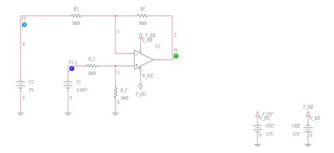 Difference Amplifier Or Subtractor Multisim Live