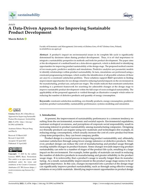 A Data Driven Approach For Improving Sustainable P Pdf Life Cycle