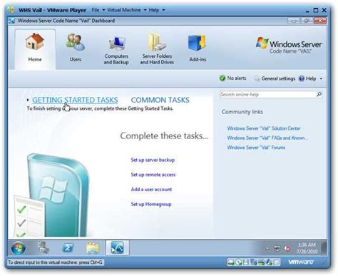 How To Setup And Install Windows Home Server Vail In VMware Player