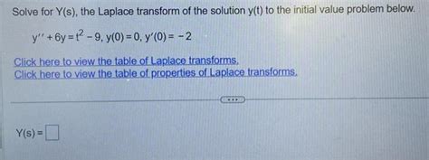 Solved Solve For Y S The Laplace Transform Of The Solution Chegg