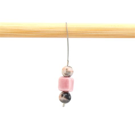 Pink And Gray Knit Stitch Marker Bailey Mille