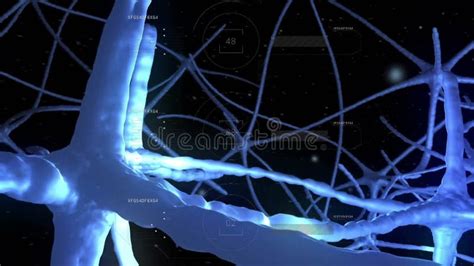 Neural Network And Data Processing Animation Over Abstract Blue Structures Stock Footage Video