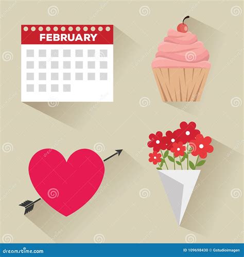 Happy Valentines Day Icons Stock Vector Illustration Of Happy 109698430