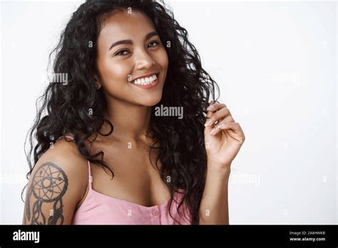 Beauty Wellbeing And Women Concept Attractive African American Curly
