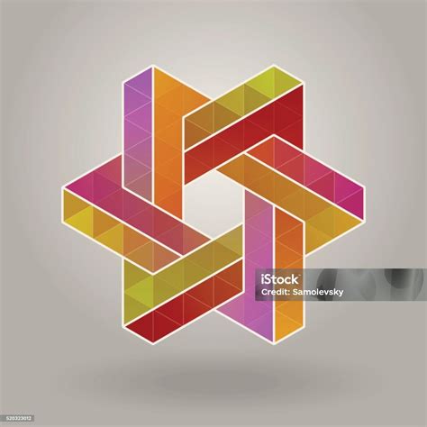 추상 벡터 기하학적 다색 육각형 별 모양 인터레이스 다각형 로고 삼각형에 대한 스톡 벡터 아트 및 기타 이미지 삼각형 0명
