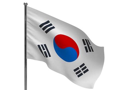 Premium Photo South Korea Flag On Pole Metal Flagpole National Flag