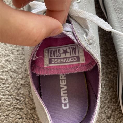 Grey Convers With Purple Tab Barely Worn But Are A Depop