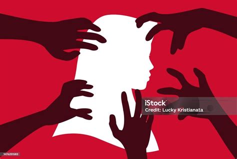 Siluet Wanita Ilustrasi Vektor Pelecehan Tangan Pria Menyentuh Wanita