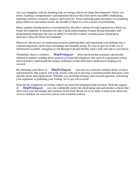 Thesis Game Development Pdf