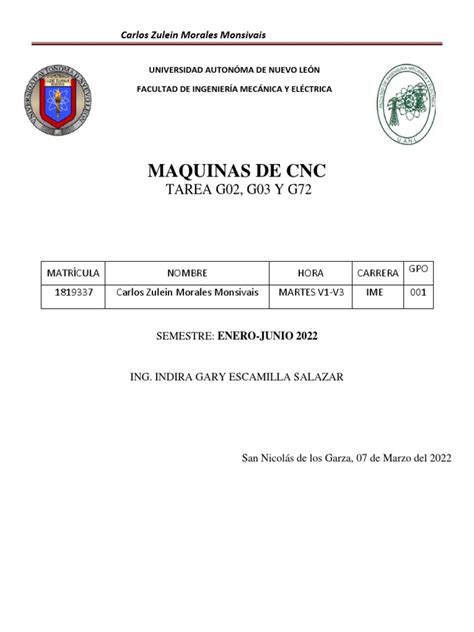 tarea g02 g03 g73 cnc pdf