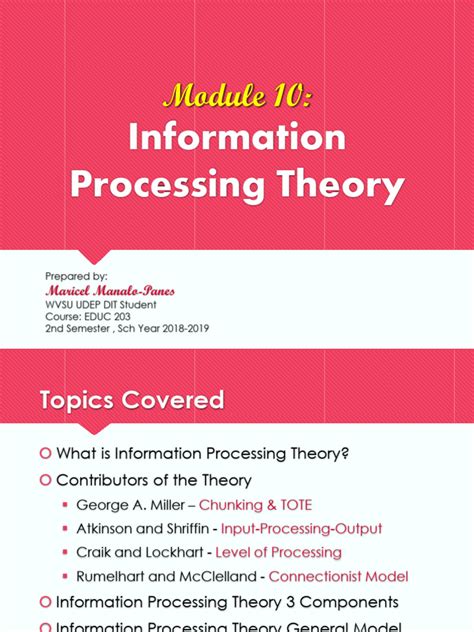 Information Processing Theory Miller Atkinson And Shriffin Craik
