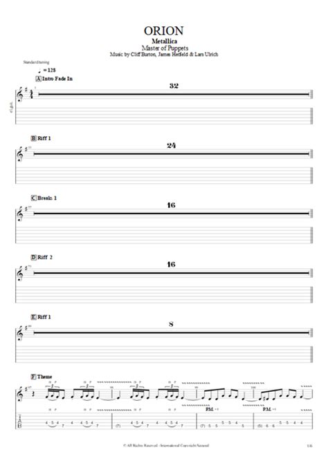 Orion Tab By Metallica Guitar Pro Guitars Basses And Backing Track