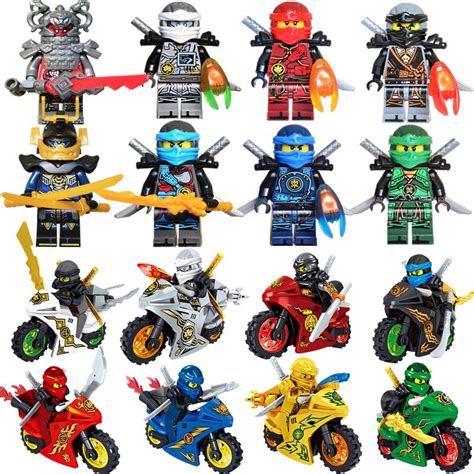 16pcs Ninjago Hands Of Time Iloyd Zane Kai Jay Cole Nya Snake Minifigures Motobike Fit Lego