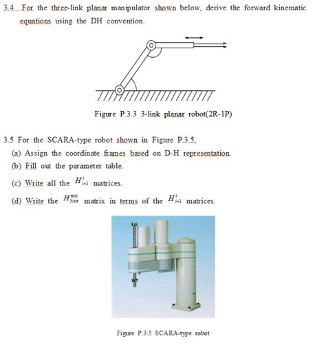 Solved 3 4 For The Three Link Planar Manipulator Shown Chegg