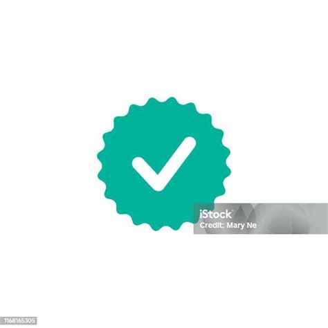 유효한 씰 아이콘입니다 리본 윤곽선과 흰색 진드기가 있는 파란색 원입니다 플랫 Ok 스티커 아이콘입니다 흰색에 격리 고름에 대한