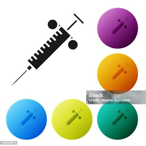 Zwarte Spuit Pictogram Geïsoleerd Op Witte Achtergrond Spuit Voor