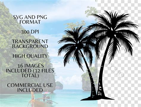 Tropical Palm Tree Silhouette Svg And Png Bundle Coastal Trees Clipart