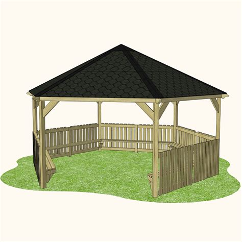 Hexagonal Outdoor Classroom Canopy Sides And Seating Precision Timber