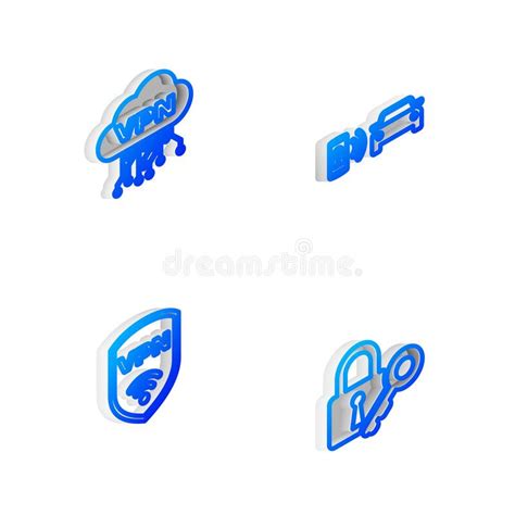 Set Isometric Line Smart Car Alarm System Cloud Vpn Interface Shield With Wireless And Lock