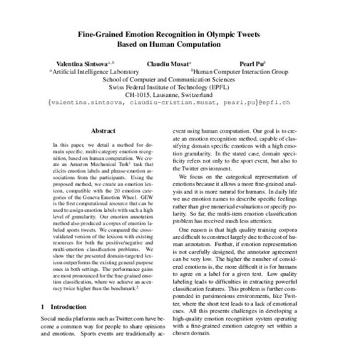 Fine Grained Emotion Recognition In Olympic Tweets Based On Human Computation Acl Anthology